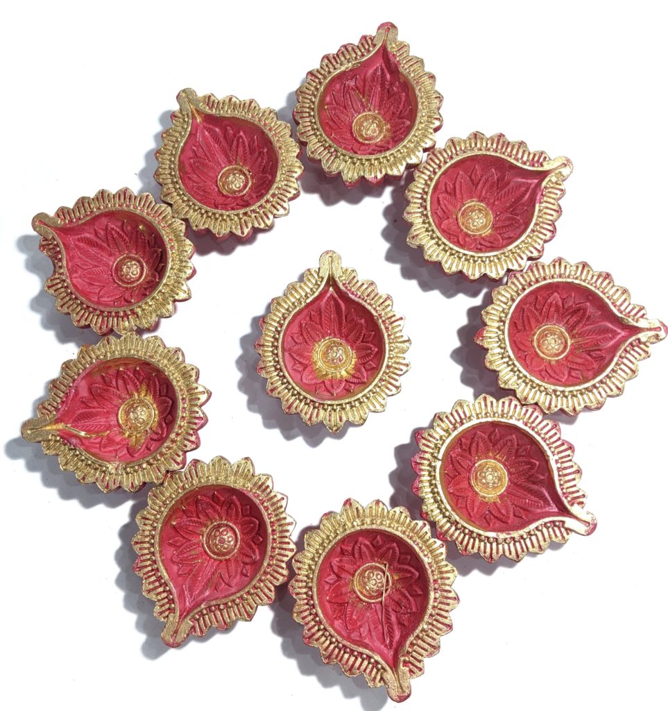 Fancy Clay Diyas for Diwali Set of Six - No Plastic Shop